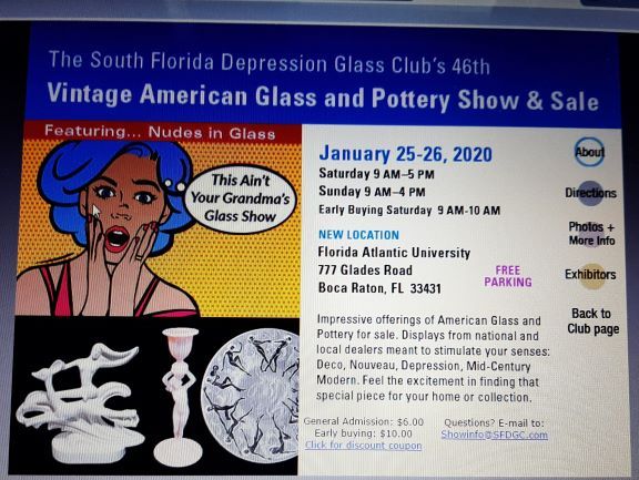 South Florida Depression Glass Show & Sale – Urban Art & Antiques